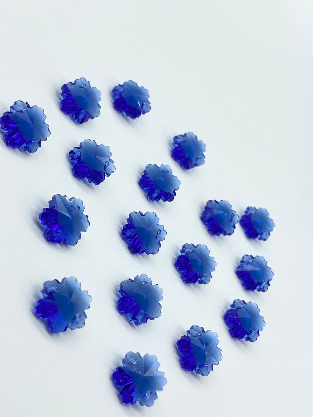 Set of 12 14mm BLUE Snowflake 2 Hole Crystal Bead - Etsy