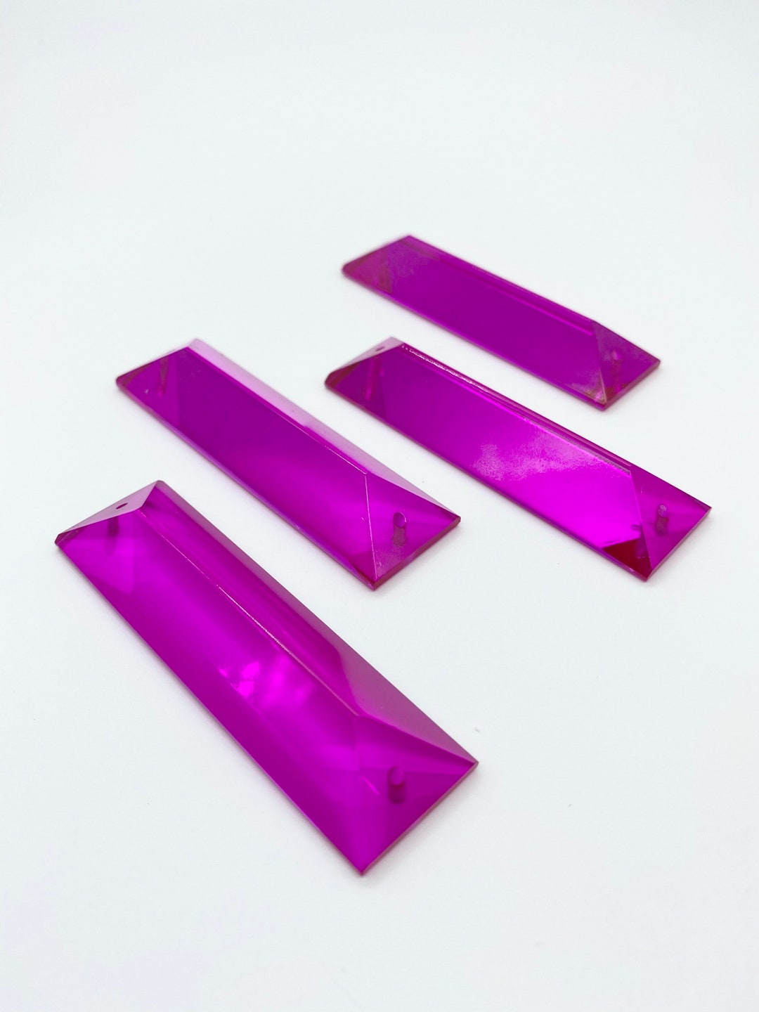 Set of 4 FUCHSIA Rectangle Chandelier Crystals 22mm X 76mm 2-hole ...
