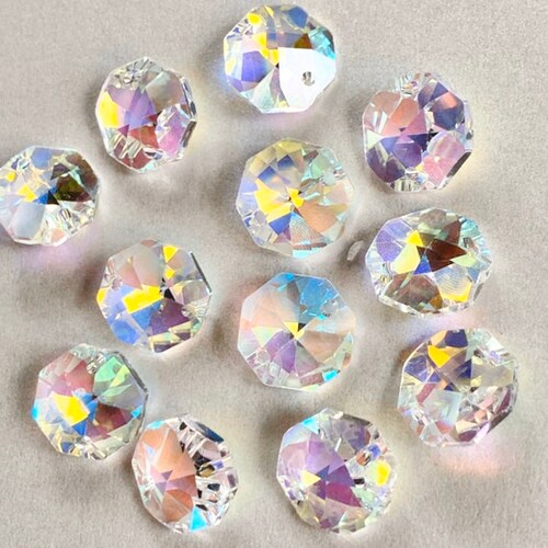 Set of 12 BLACK 14mm Octagon Chandelier Crystal Beads 2 - Etsy