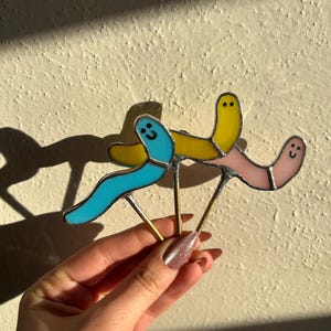 Stained Glass Worm Plant Stake - Etsy