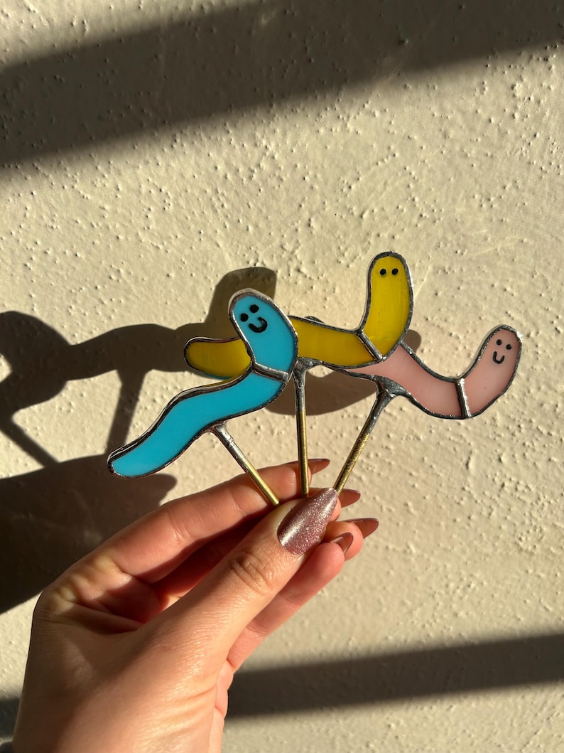 Stained Glass Worm Plant Stake - Etsy