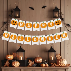 Printable Happy Halloween Pumpkin Banner, Halloween Party Banner ...