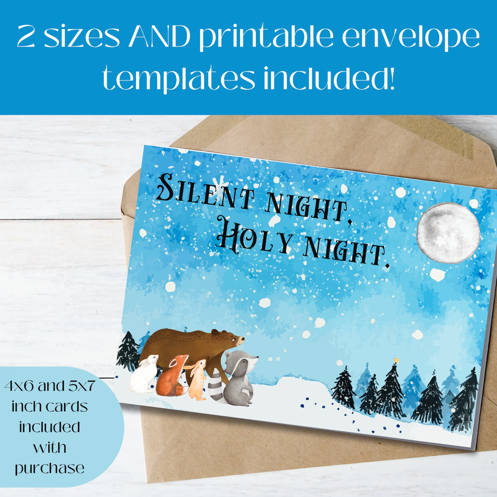Printable Holiday Greeting Card, Silent Night, Christmas, Hanukkah ...