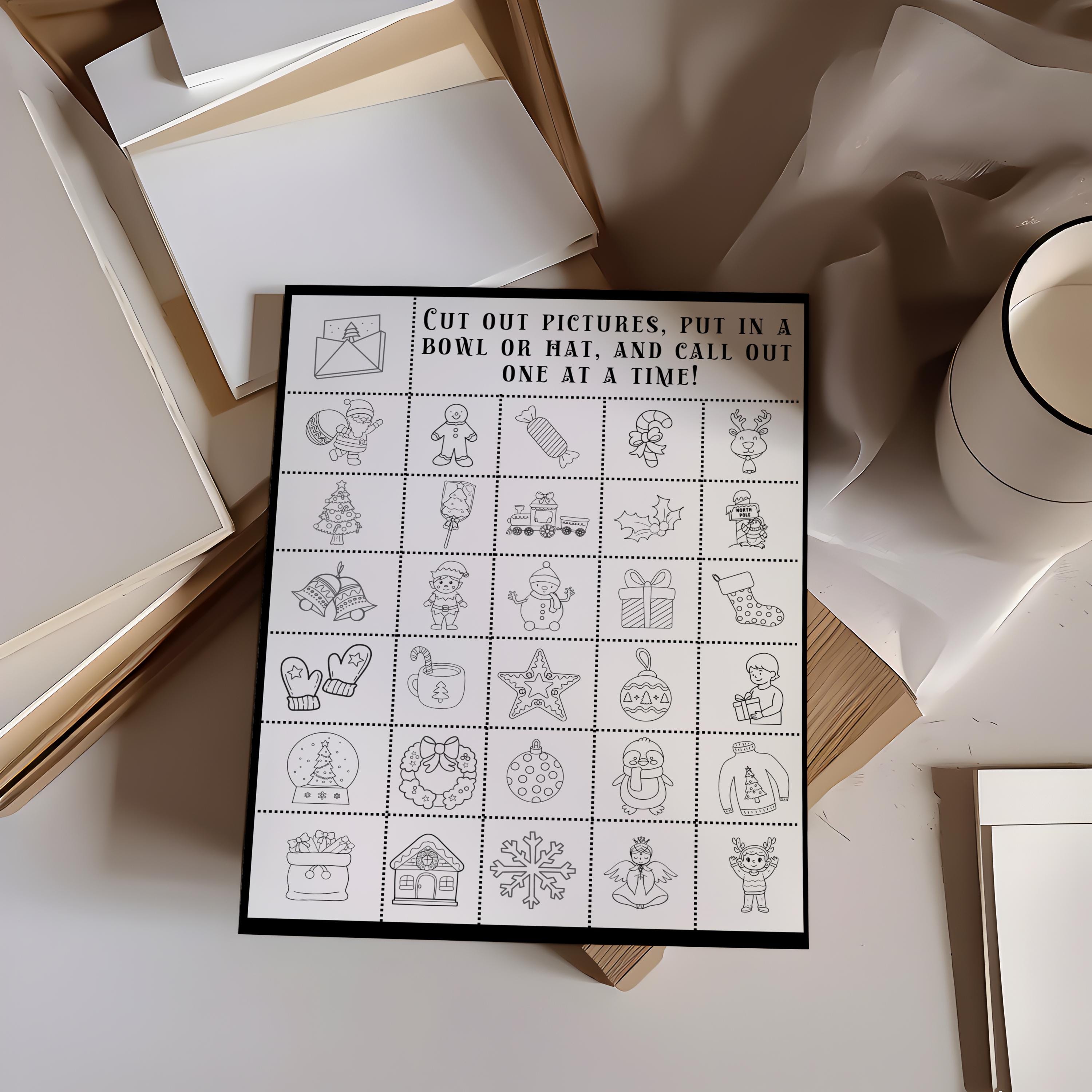 Coloring Christmas Bingo Game for Kids, Printable Coloring Activity ...