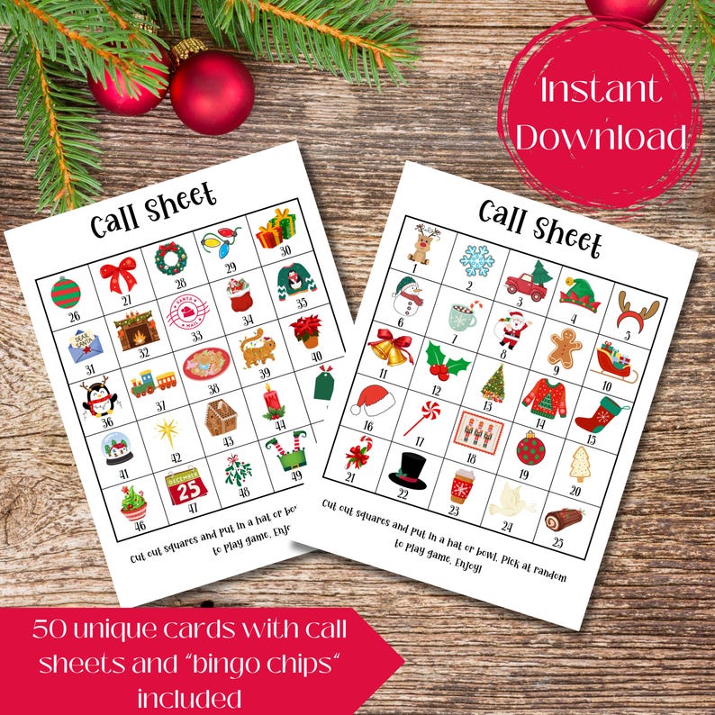 Christmas Bingo Game for Kids, Printable Christmas Game, Christmas ...