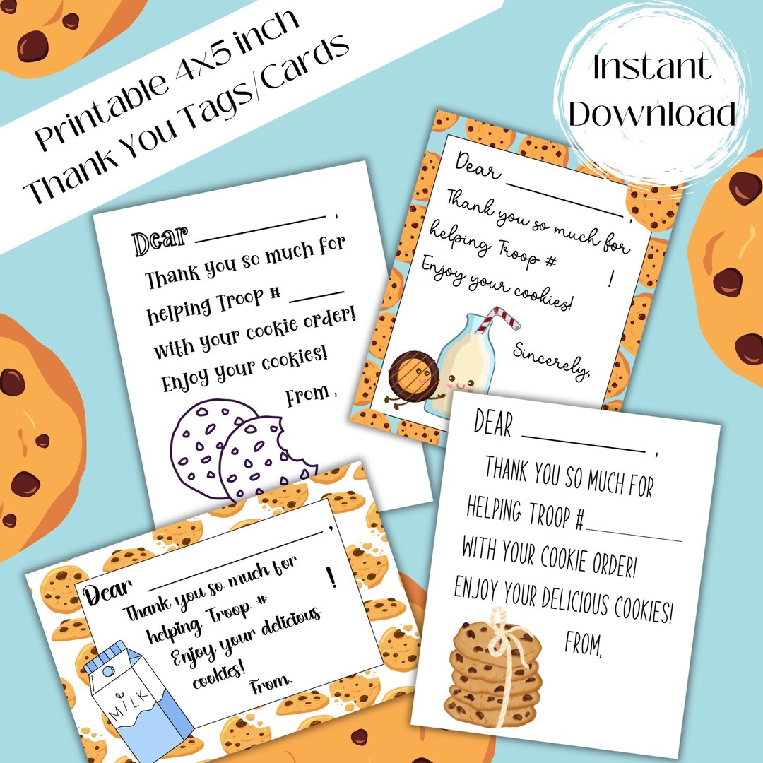 Girl Scout Cookies Thank You Notes, Girl Scouts, Girl Scout Tag ...