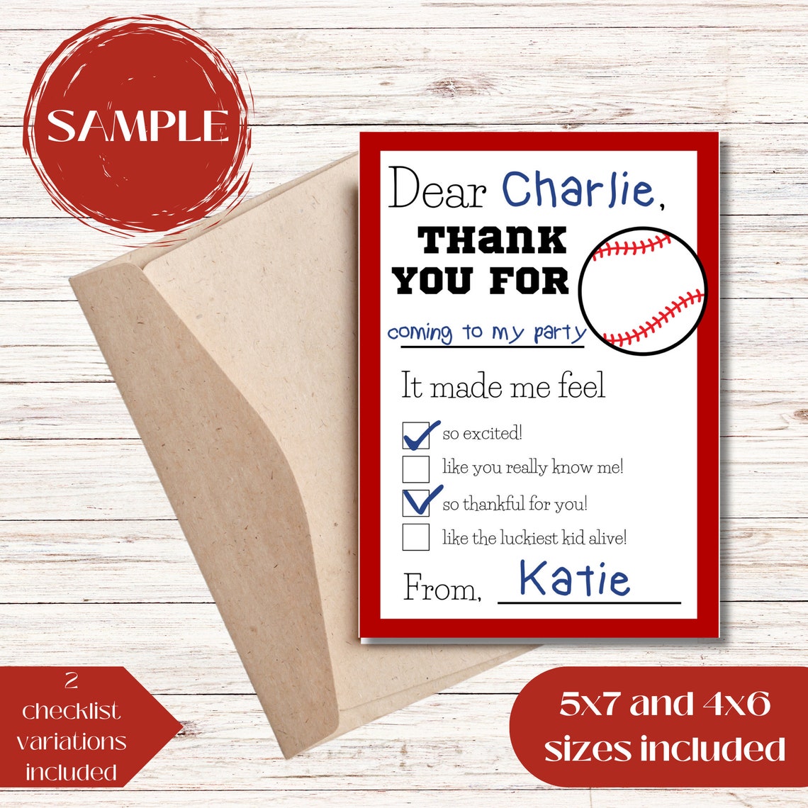 Printable Baseball Kids Thank You Notecard, Fill in the Blank Thank You ...