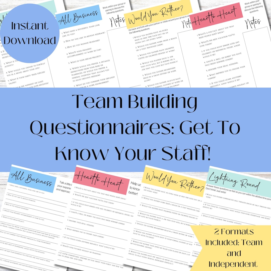 Team Building Get to Know Your Staff Questionnaire, Printable Ice ...
