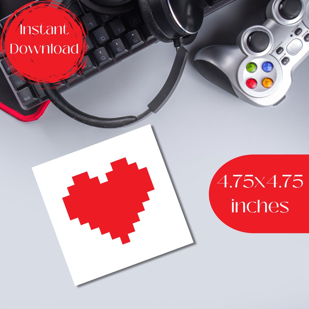 Printable Gamer Heart Greeting Card, Simple Valentines Day Cards ...