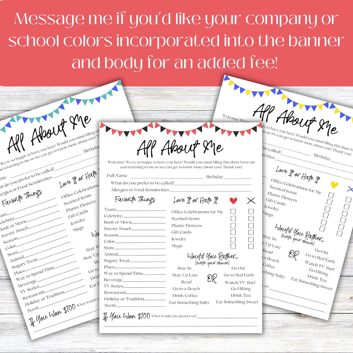 Favorite Things List, Employee Favorites, Get to Know You, Get to Know ...