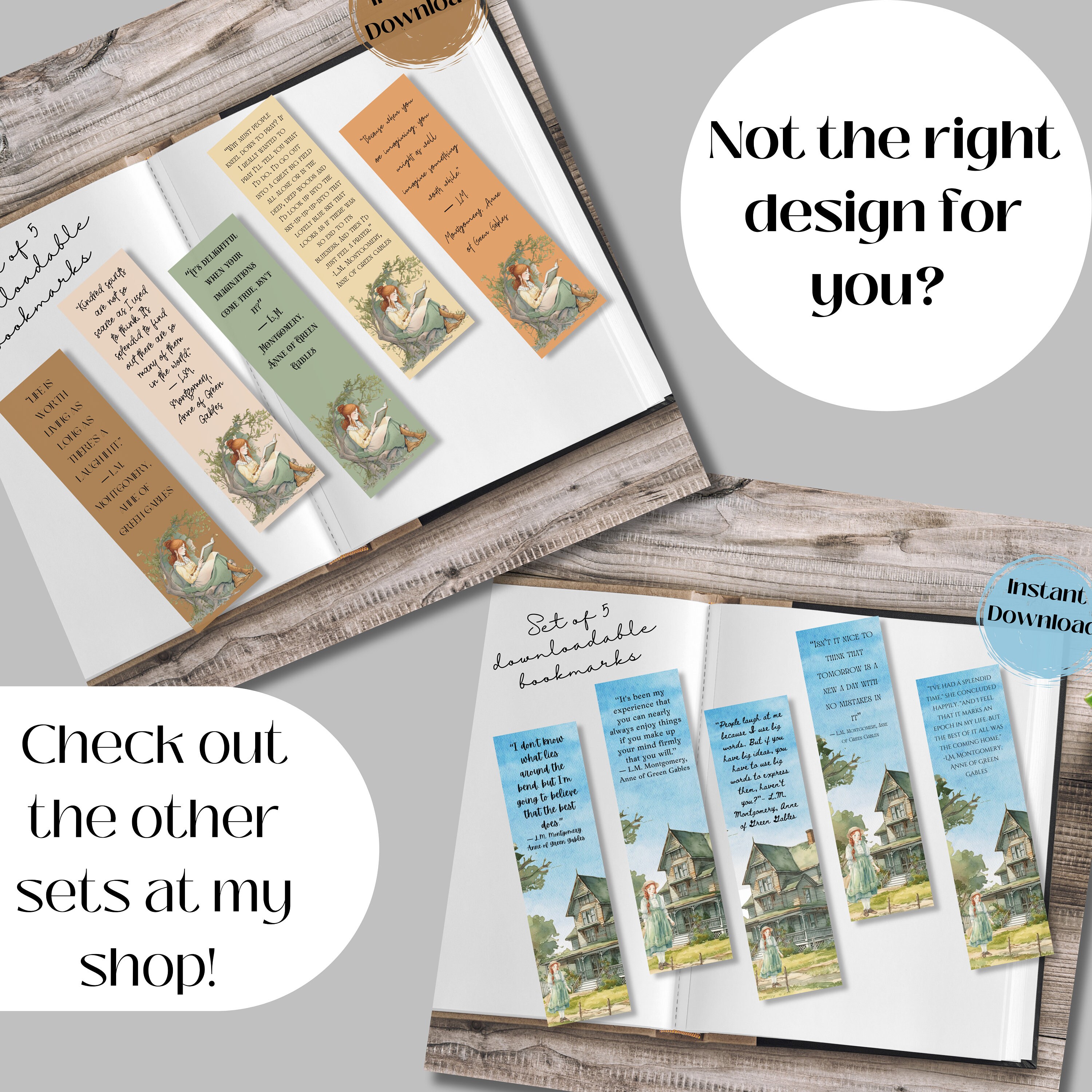 Anne of Green Gables Bookmarks, Cute Bookmarks, Bookmark Set, Digital ...
