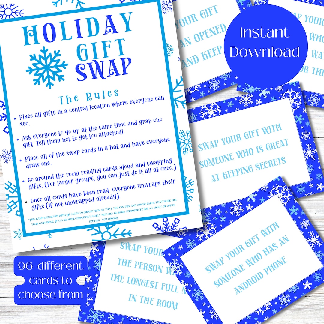 Christmas Gift Exchange Card Game Printable, Holiday Party Swap Game ...