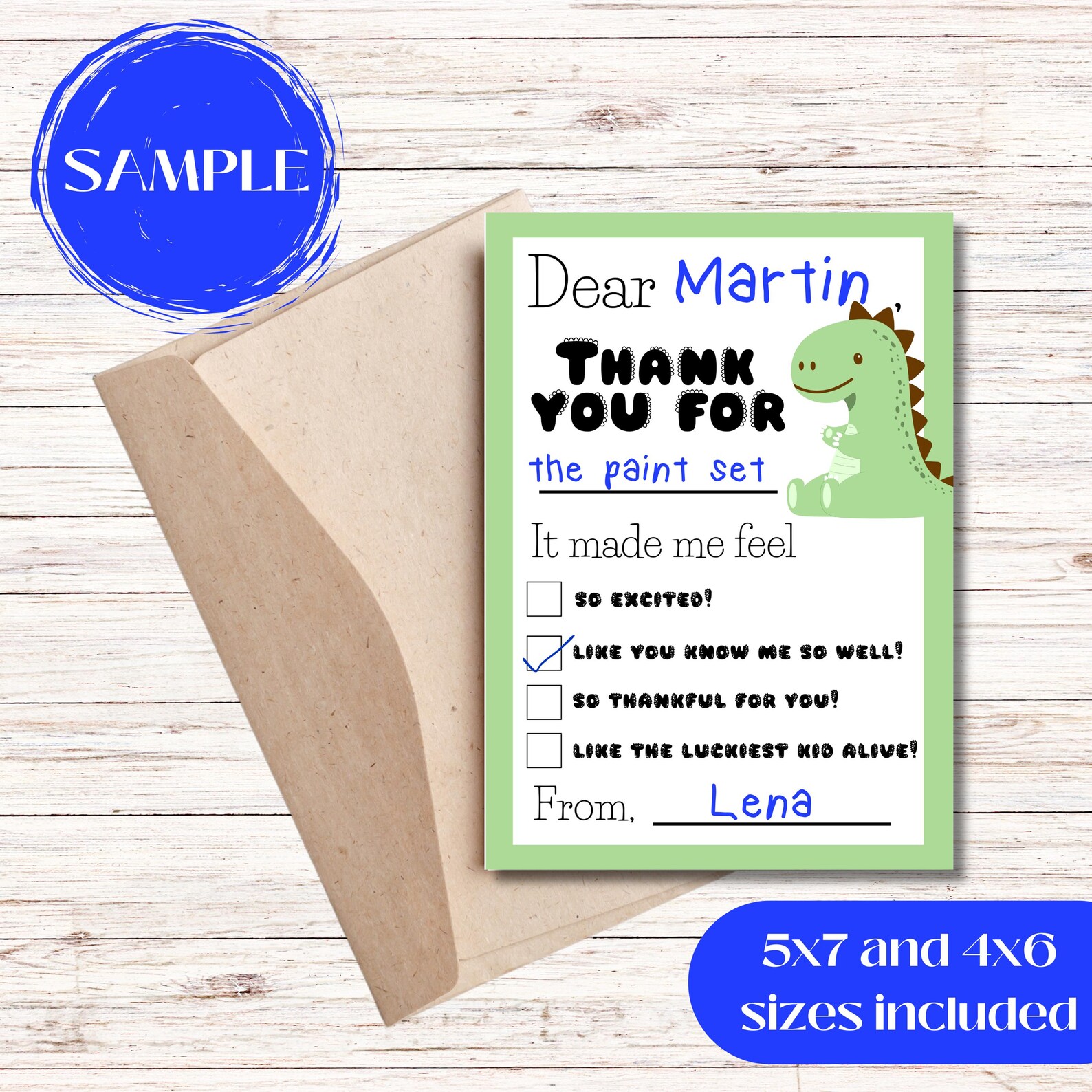 Printable Dinosaur Theme Kids Thank You Notecard, Fill in the Blank ...
