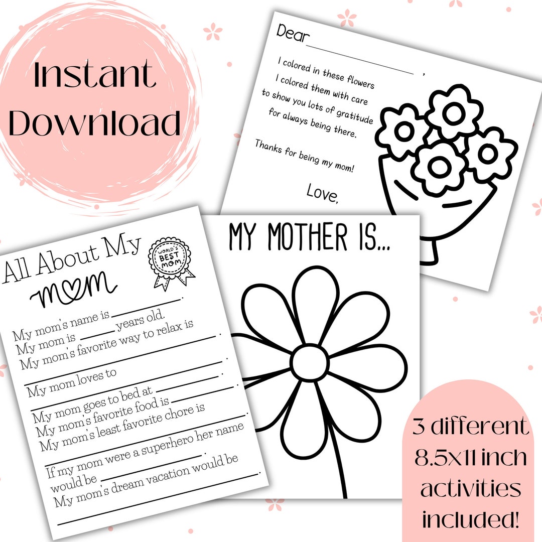 Mother's Day Activity Bundle, Gifts for Mom From Child, Mom's Birthday ...