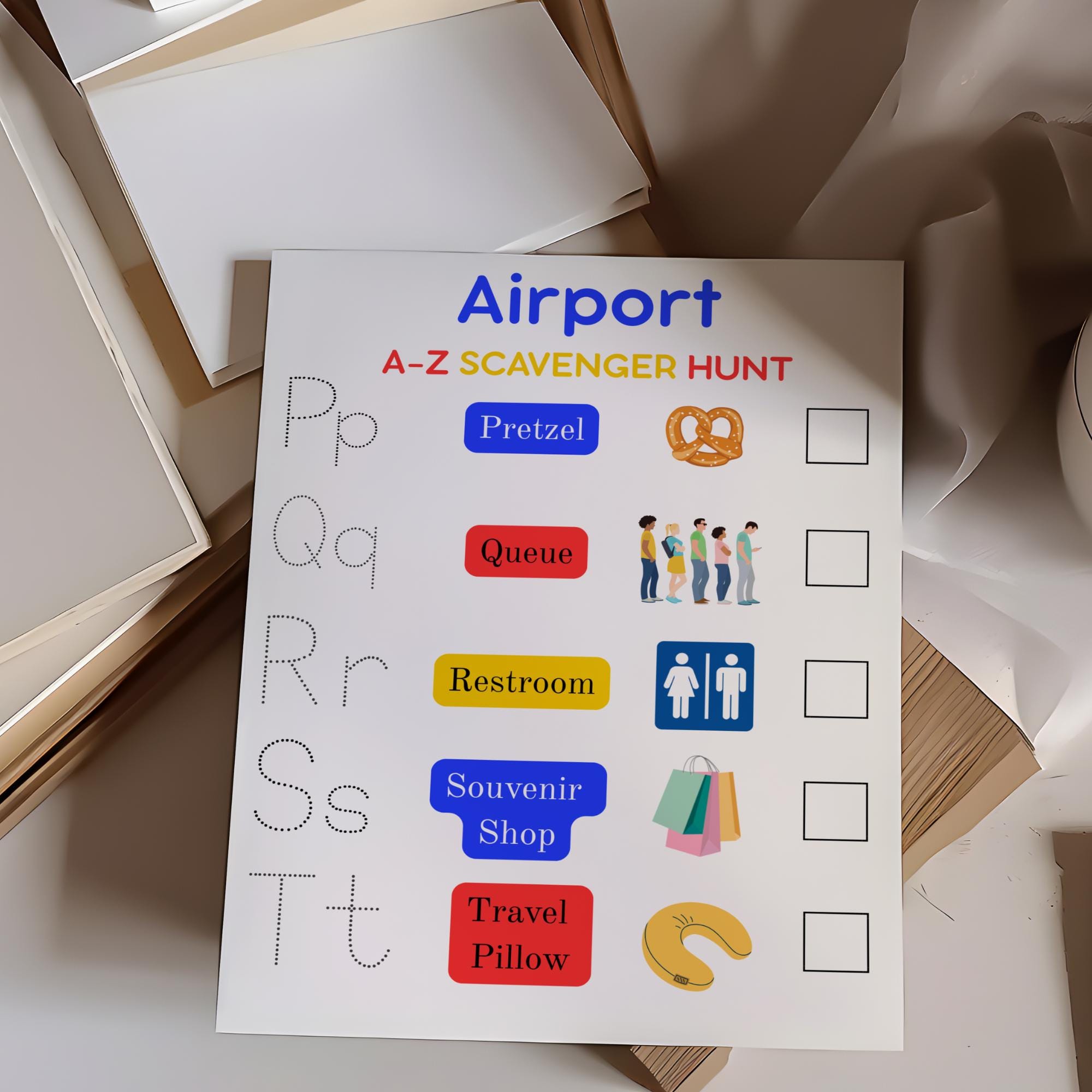 Printable Airport Layover Scavenger Hunt for Kids, Travel Games for ...