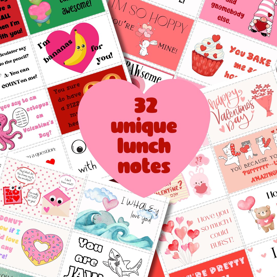 Printable Lunchbox Notes for Kids, Valentine Lunchbox Notes for ...