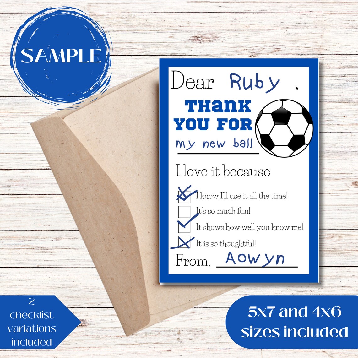 Printable Soccer Kids Thank You Notecard, Fill in the Blank Thank You ...