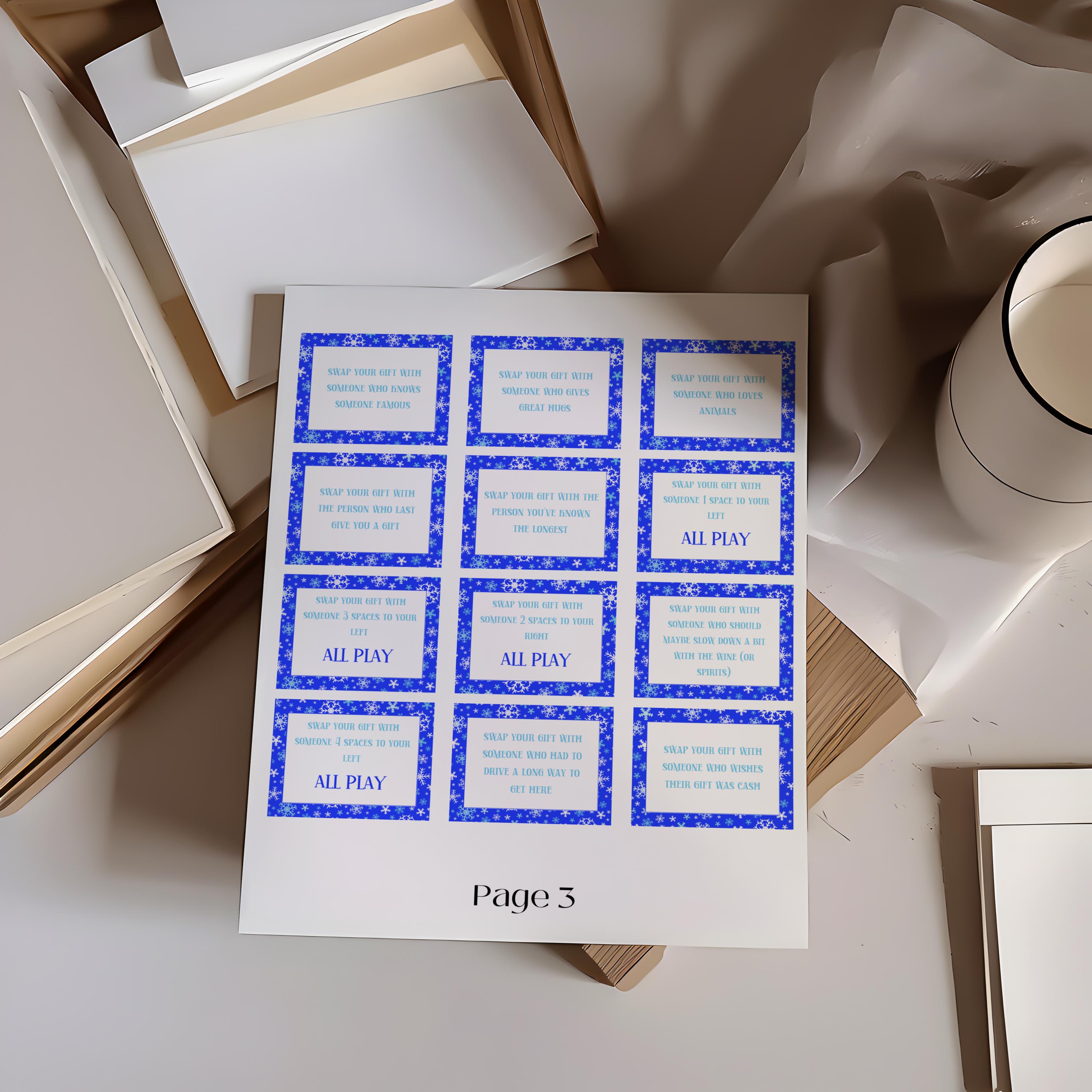 Christmas Gift Exchange Card Game Printable, Holiday Party Swap Game ...