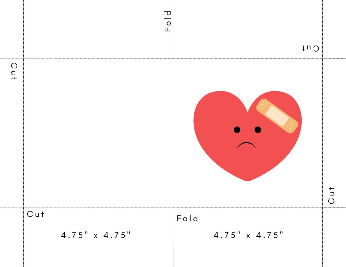 Printable Broken Heart Greeting Card, Thinking of You, Heartbreak ...