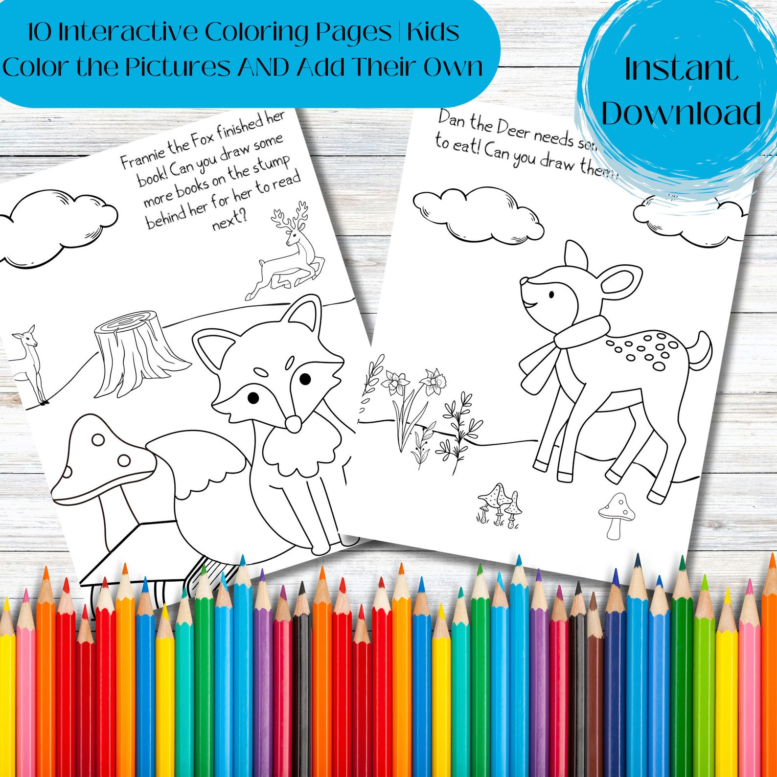 Printable Woodland Animal Coloring Pages, Woodland Animal Coloring Book ...