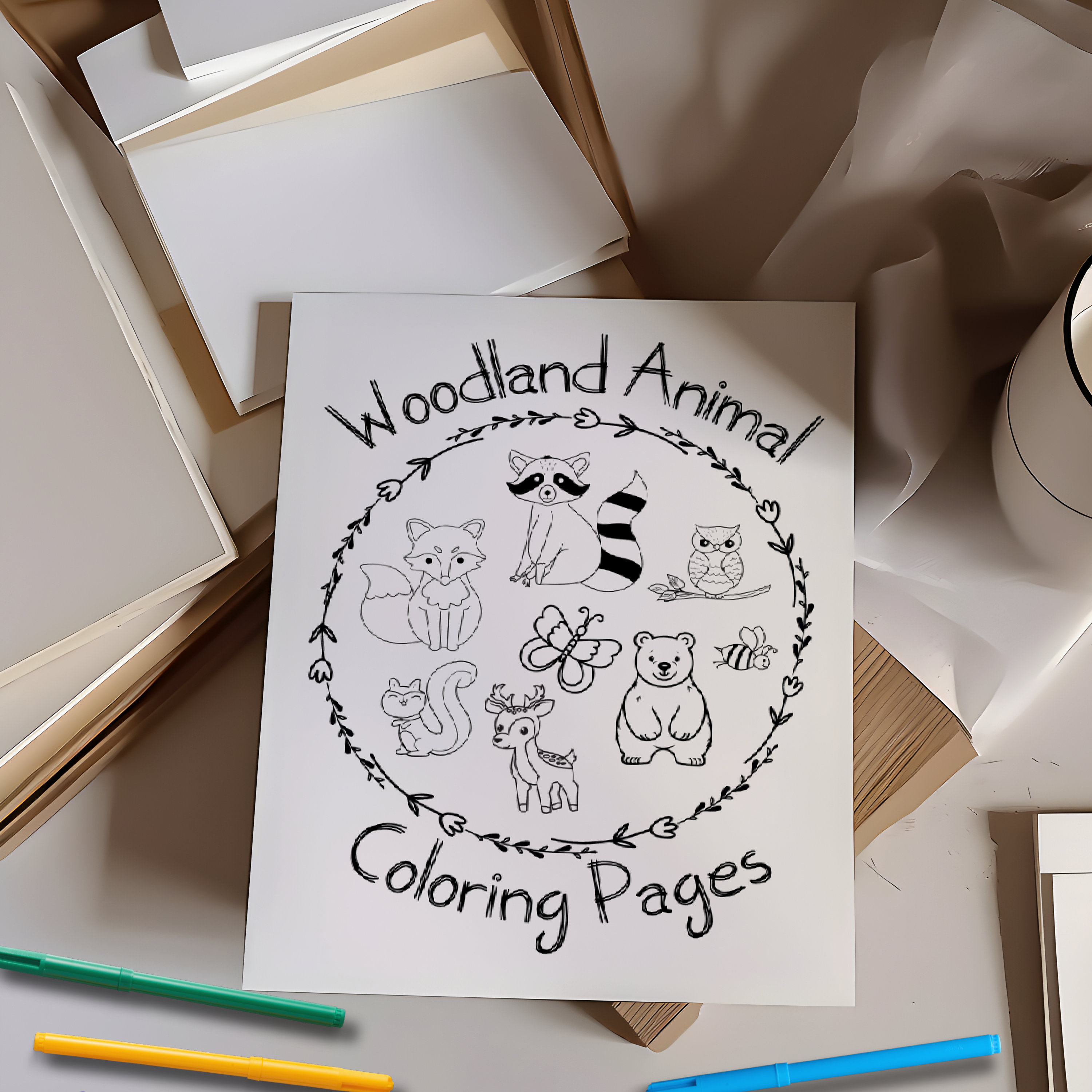 Printable Woodland Animal Coloring Pages, Woodland Animal Coloring Book ...