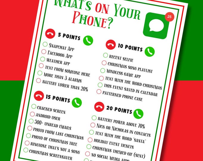 Christmas What's on Your Phone Party Game, Office Party Christmas Games ...