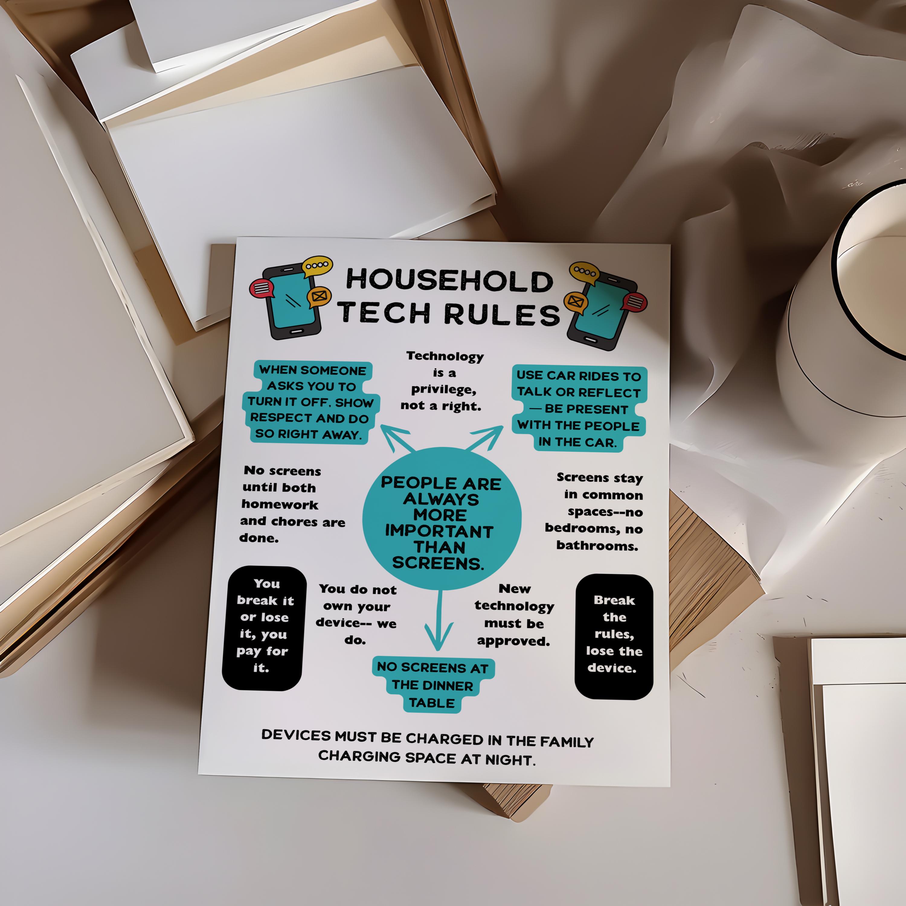 Family Tech Rules Contract: Printable Technology Agreement for Kids ...