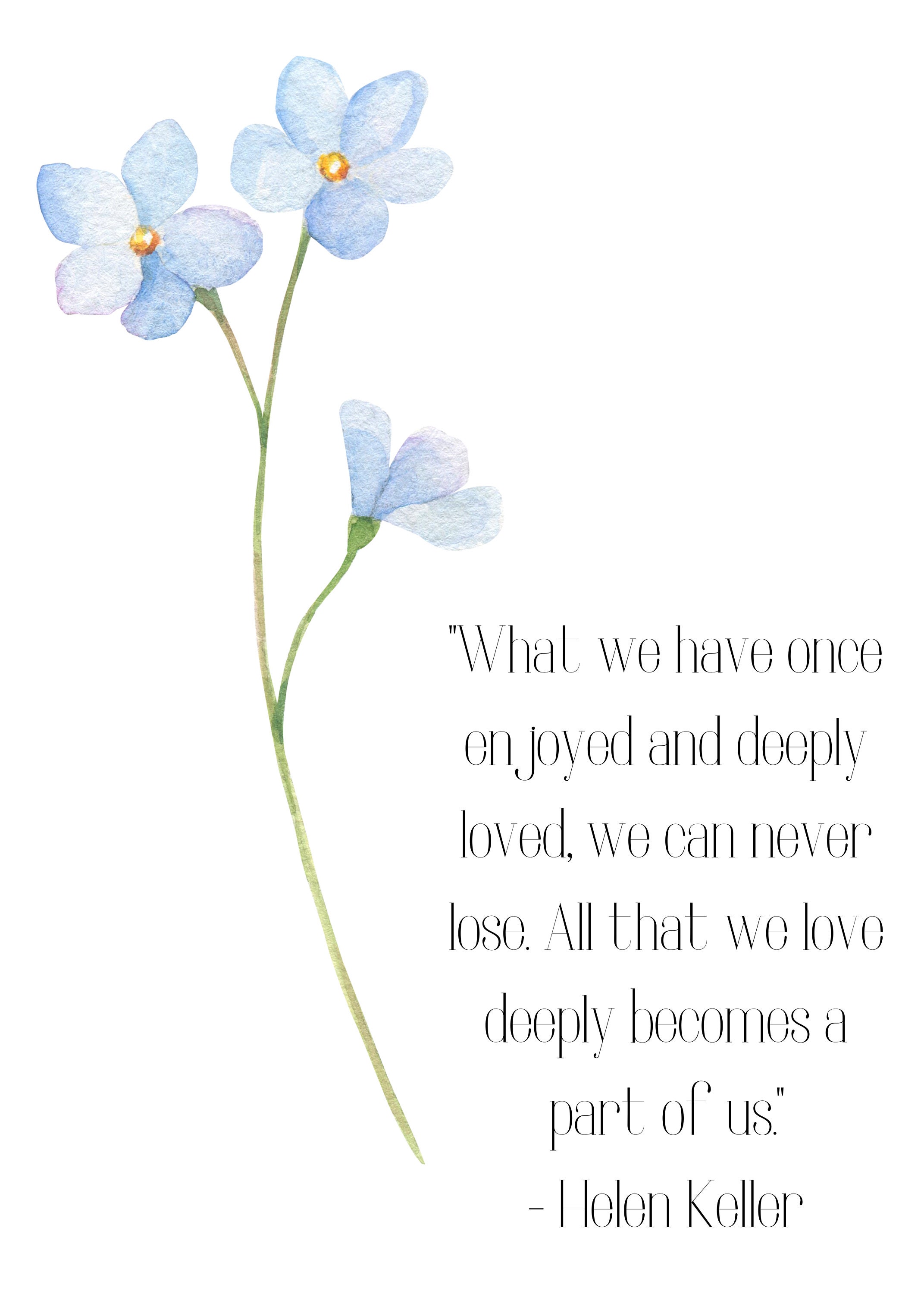 Buy Forget Me Not Printable Sympathy Card With Helen Keller Quotation ...