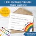 Printable Rainbow Kids Thank You Notecard, Fill in the Blank Thank You ...