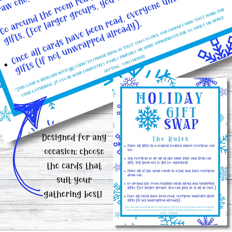 Christmas Gift Exchange Card Game Printable, Holiday Party Swap Game ...