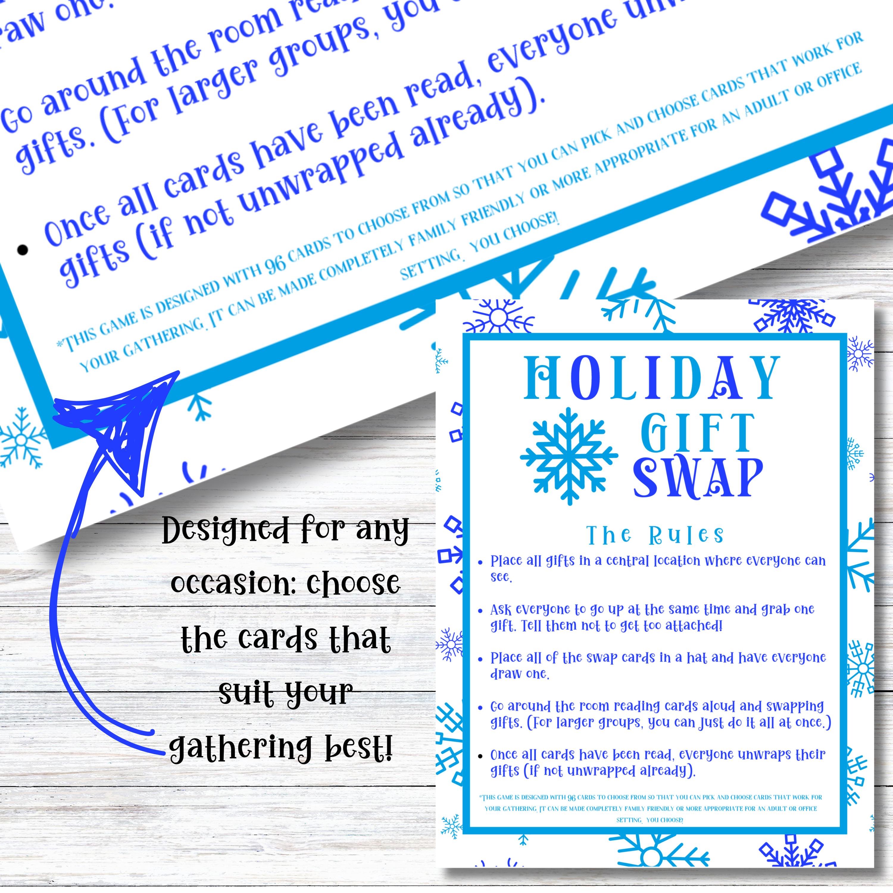 Christmas Gift Exchange Card Game Printable, Holiday Party Swap Game ...