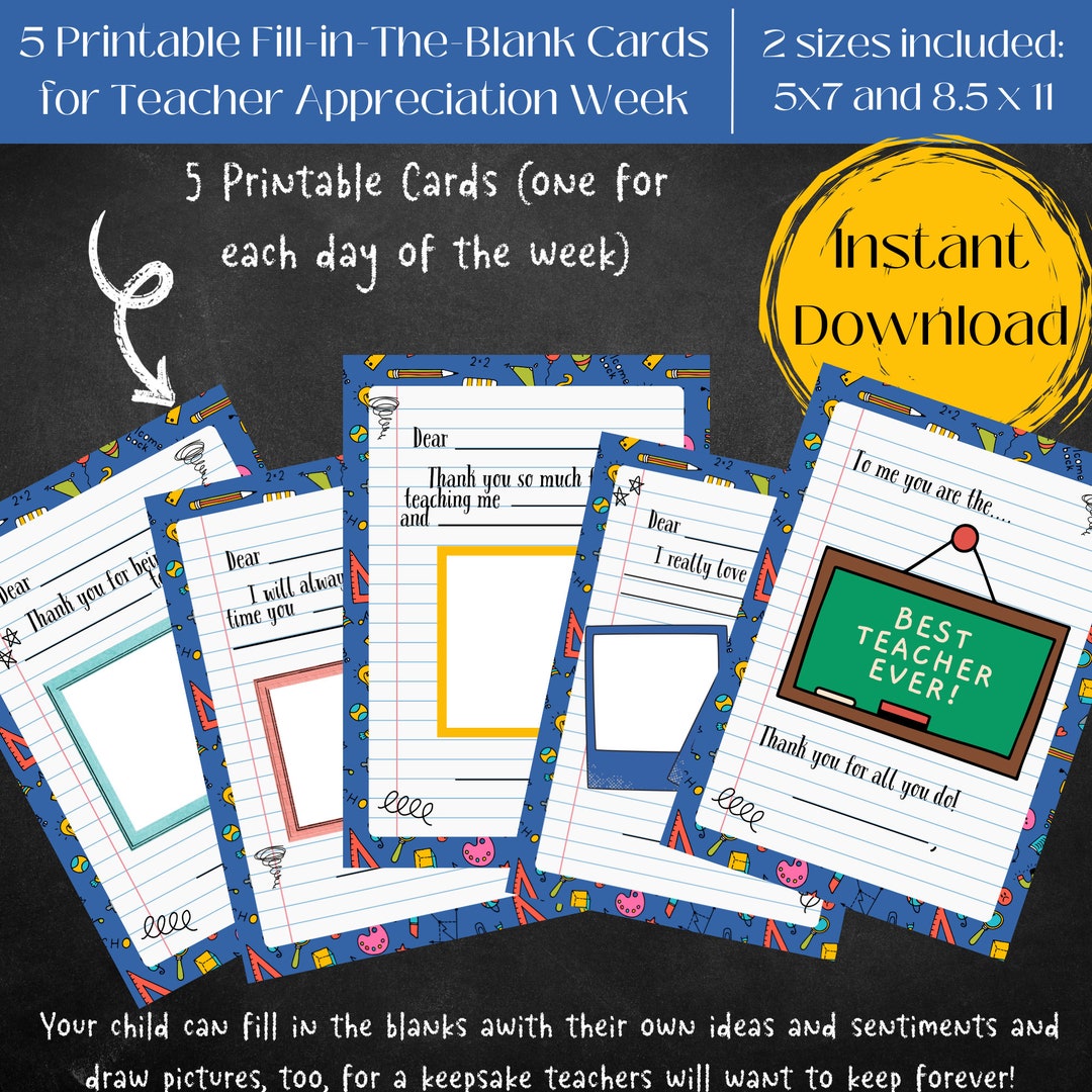 Teacher Appreciation Week Cards, Classroom Teacher Thank You Note From ...