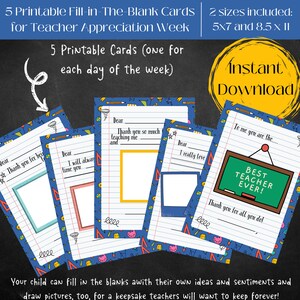 Teacher Appreciation Week Cards, Classroom Teacher Thank You Note From ...