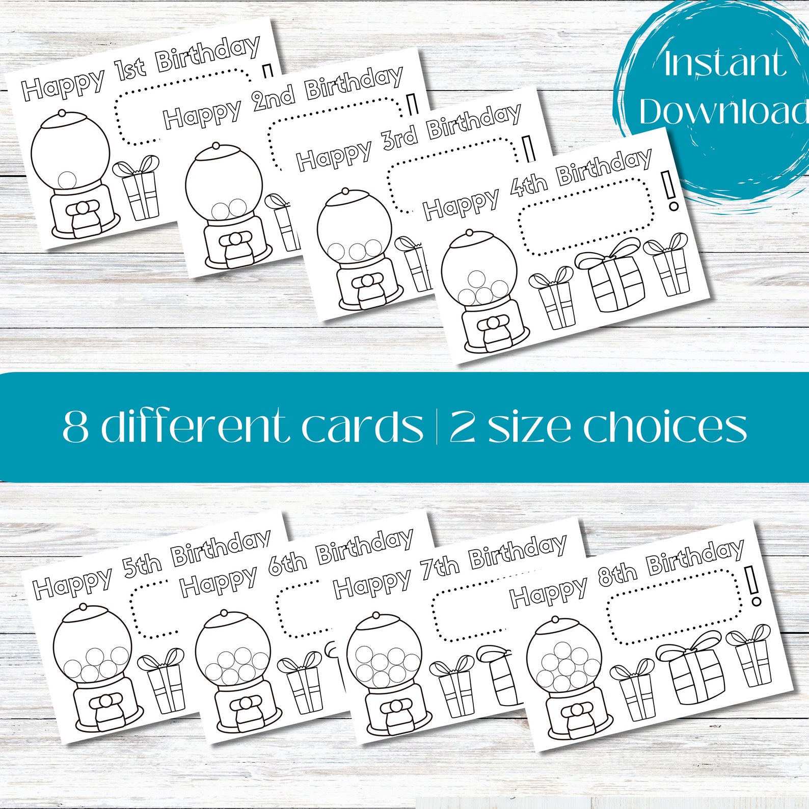 Printable Children's Birthday Card With Color Your Own Pages, Happy ...