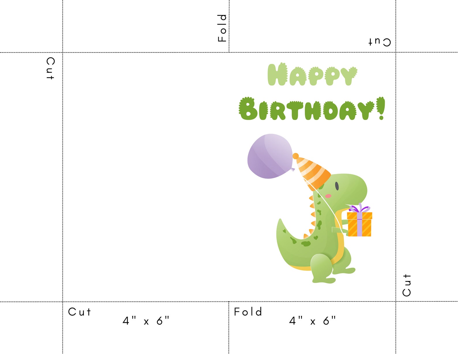 Printable Dinosaur Birthday Card, Kids Birthday Card Downloadable ...