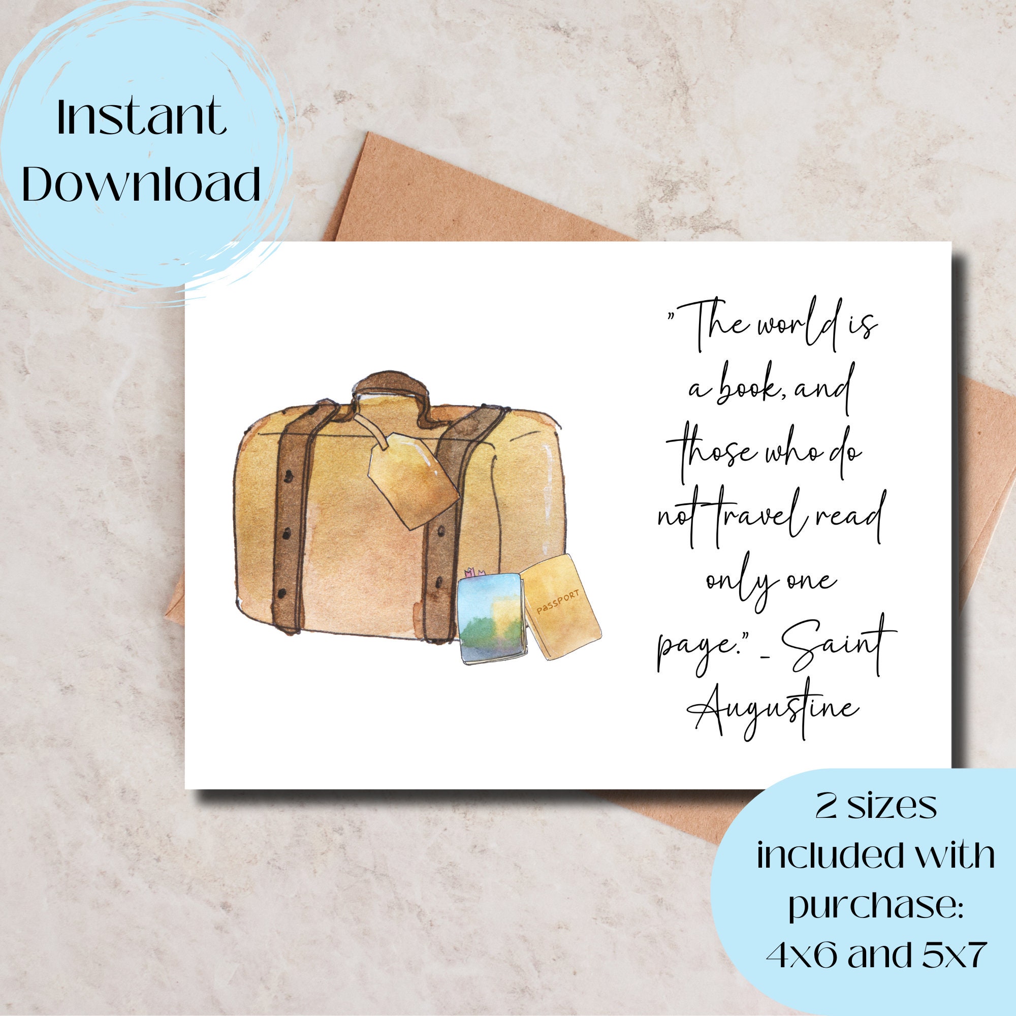 Printable Bon Voyage Greeting Card, Card for World Travelers, Wishes for a Safe Trip, First Trip ...