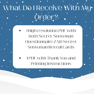 Secret Snowman Questionnaire Printable, Holiday Gift Exchange, Secret ...