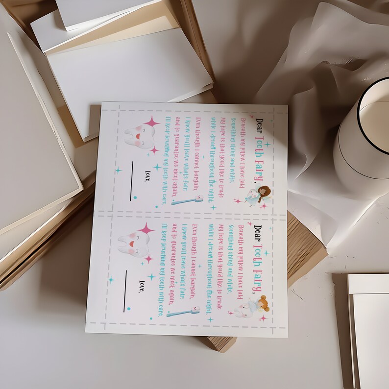 Printable Tooth Fairy Letter, Dear Tooth Fairy, Letter From Child to ...