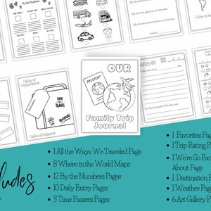 Family Trip Journal, Printable Travel Diary for Family, Children's ...