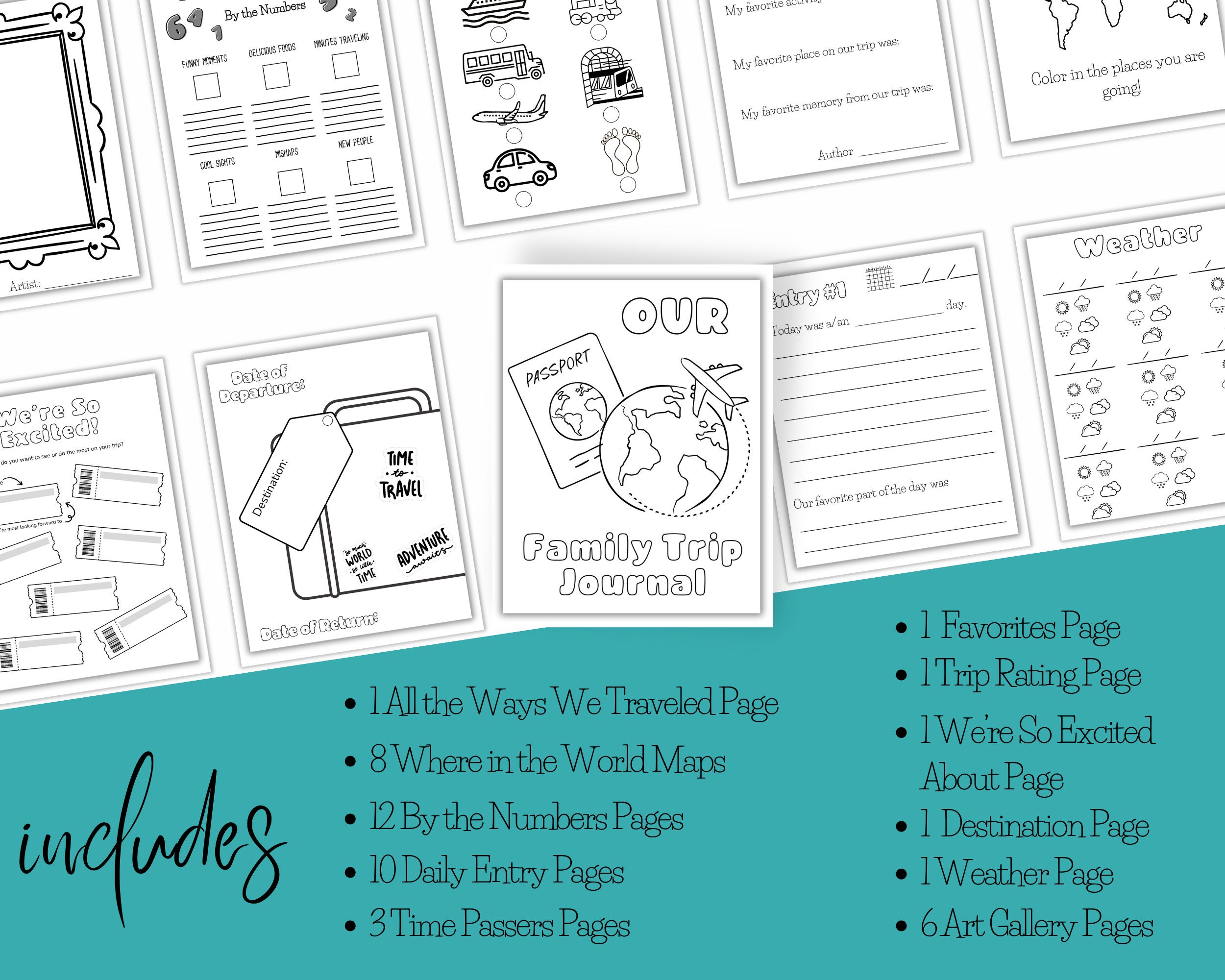 Family Trip Journal, Printable Travel Diary for Family, Children's ...