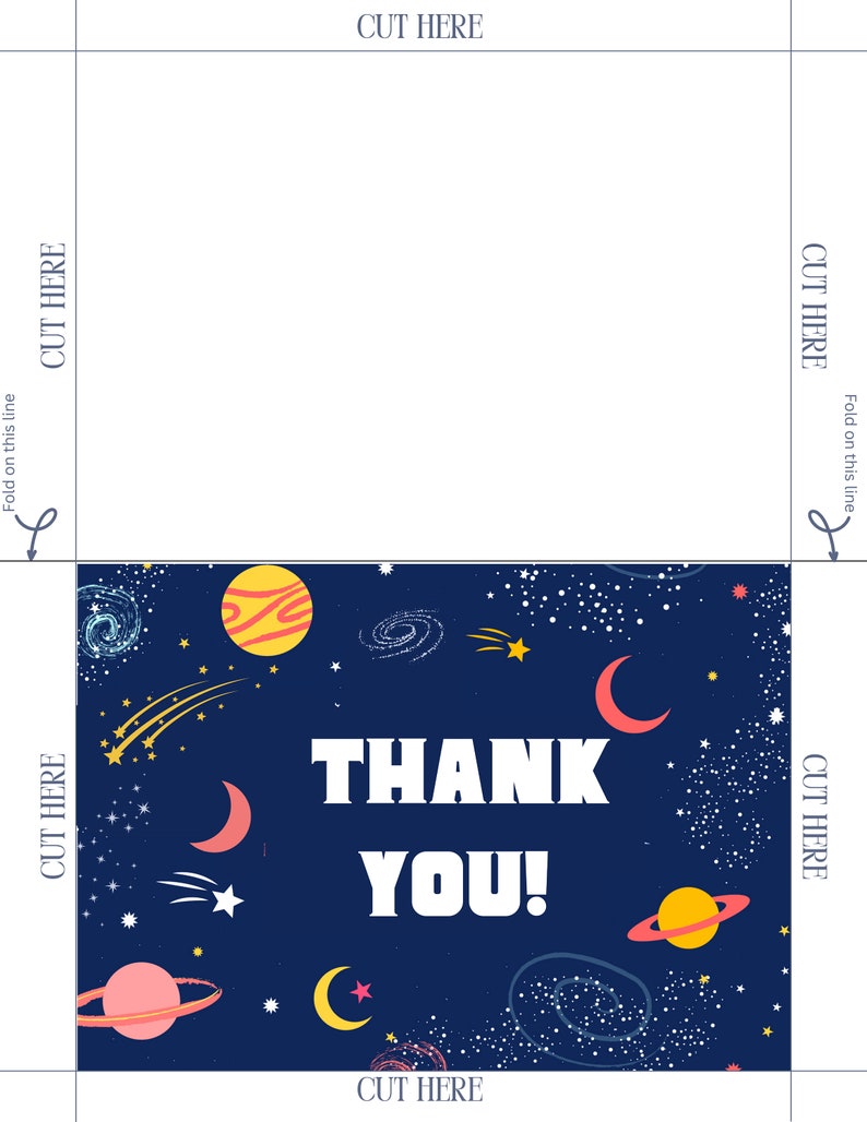 Printable Thank You Card Outer Space Theme 5x7 and 6x4 Digital - Etsy