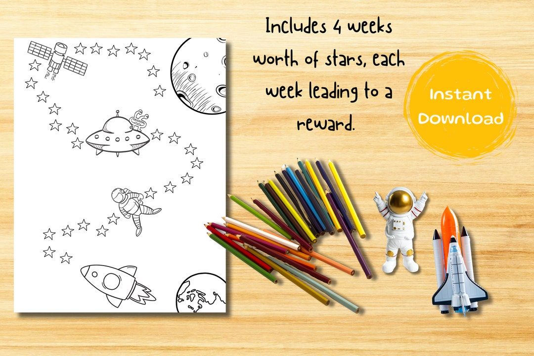 Printable Kids Incentive Chart Spaceship Astronaut Moon - Etsy