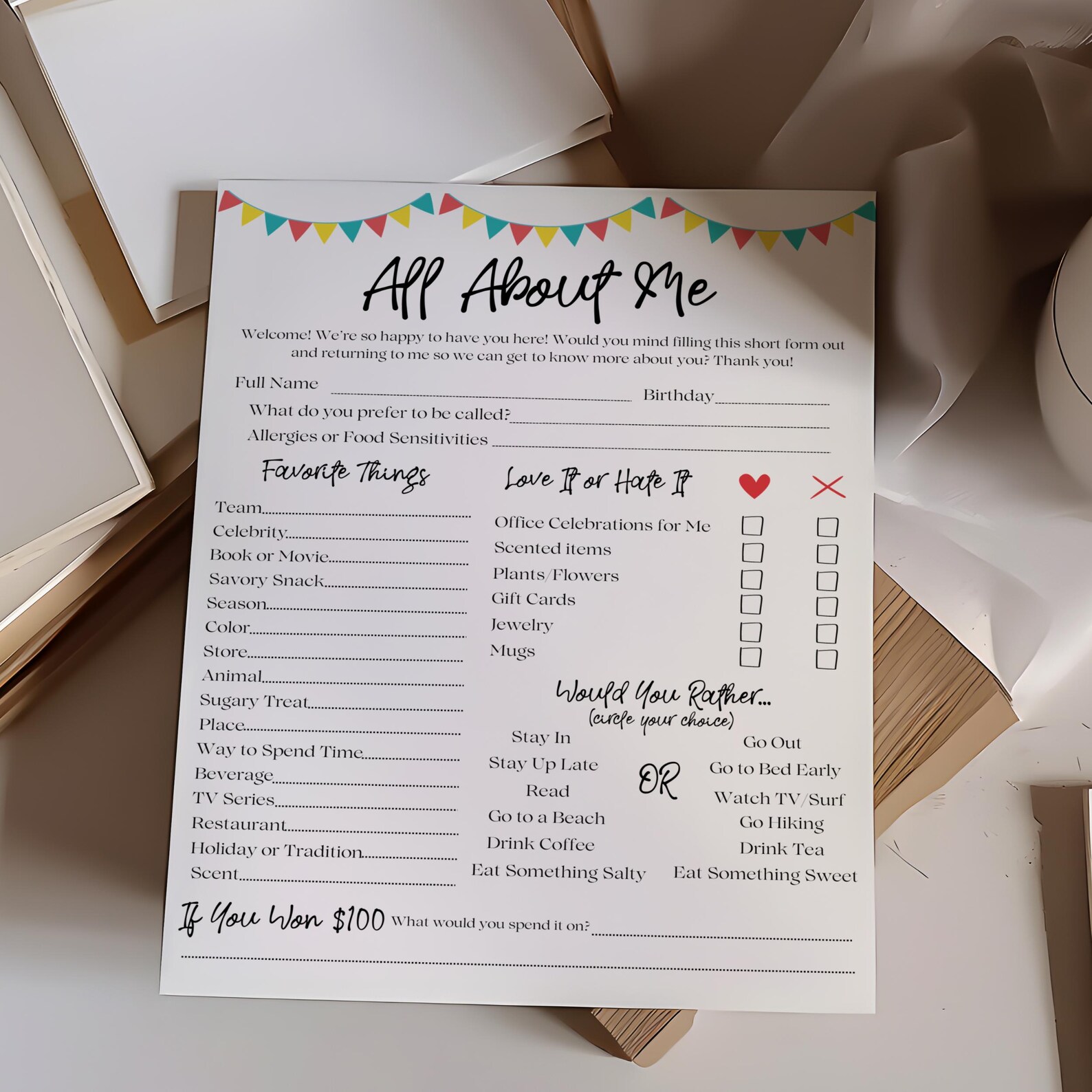 Favorite Things List, Employee Favorites, Get to Know You, Get to Know ...