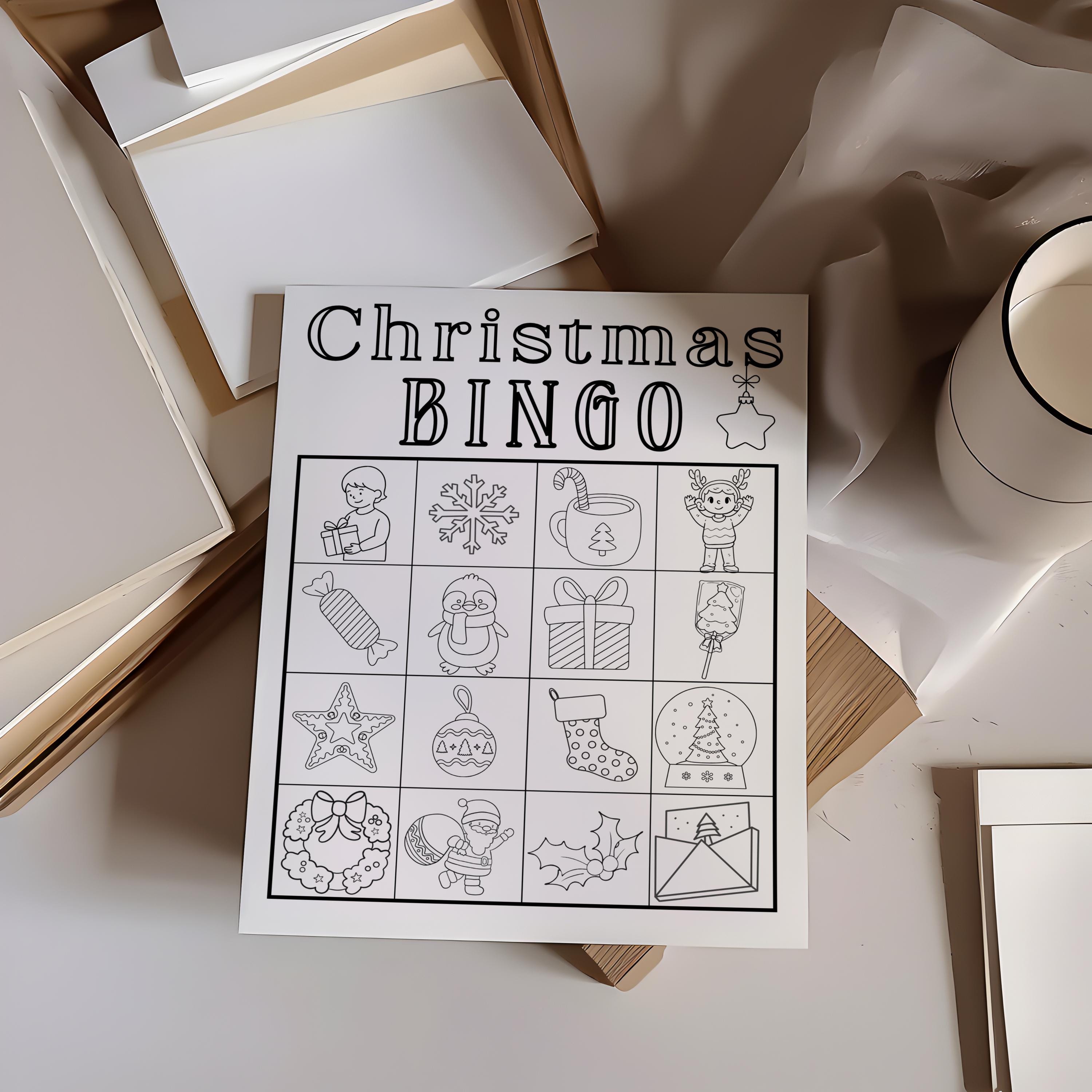 Coloring Christmas Bingo Game for Kids, Printable Coloring Activity ...