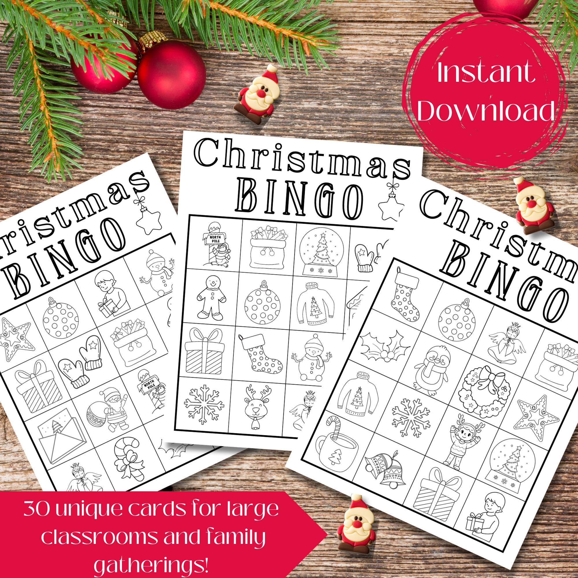 Coloring Christmas Bingo Game for Kids, Printable Coloring Activity ...