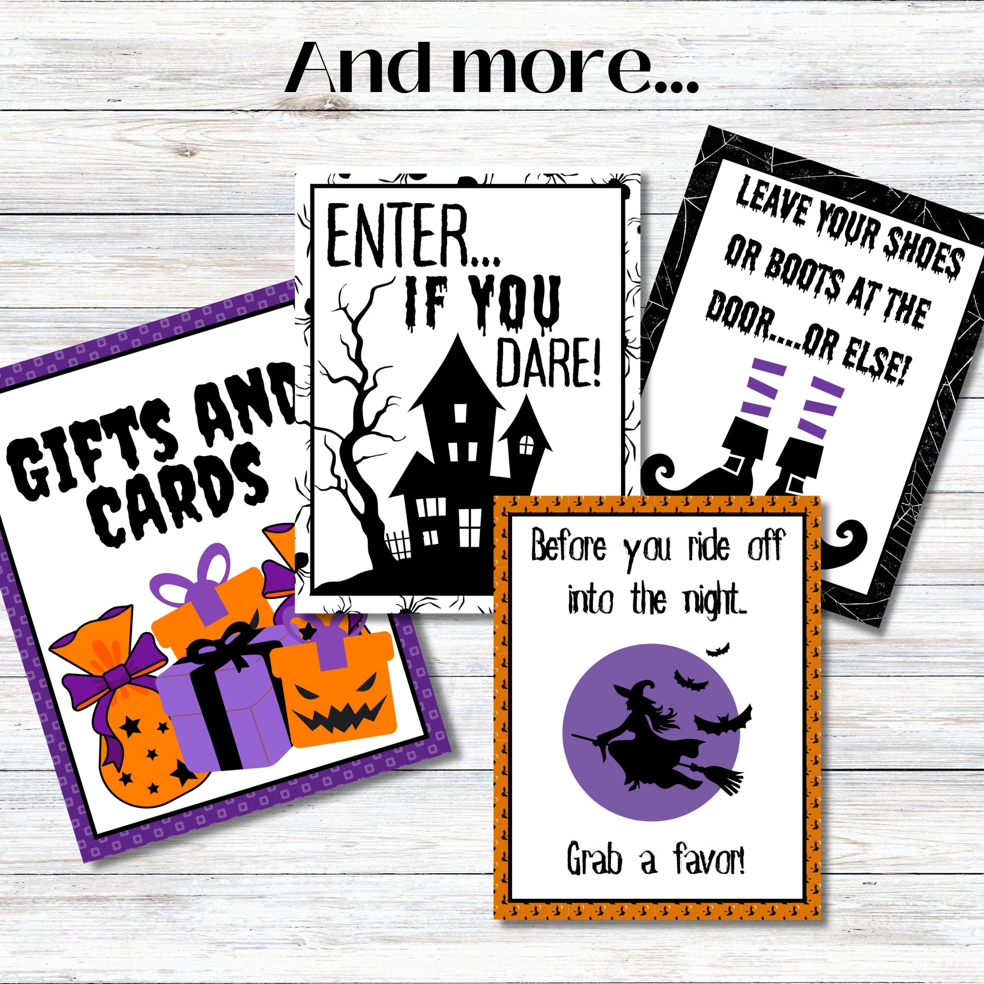 Halloween Party Signs for Kids Adults, Set of 24, Costume Party Bundle ...