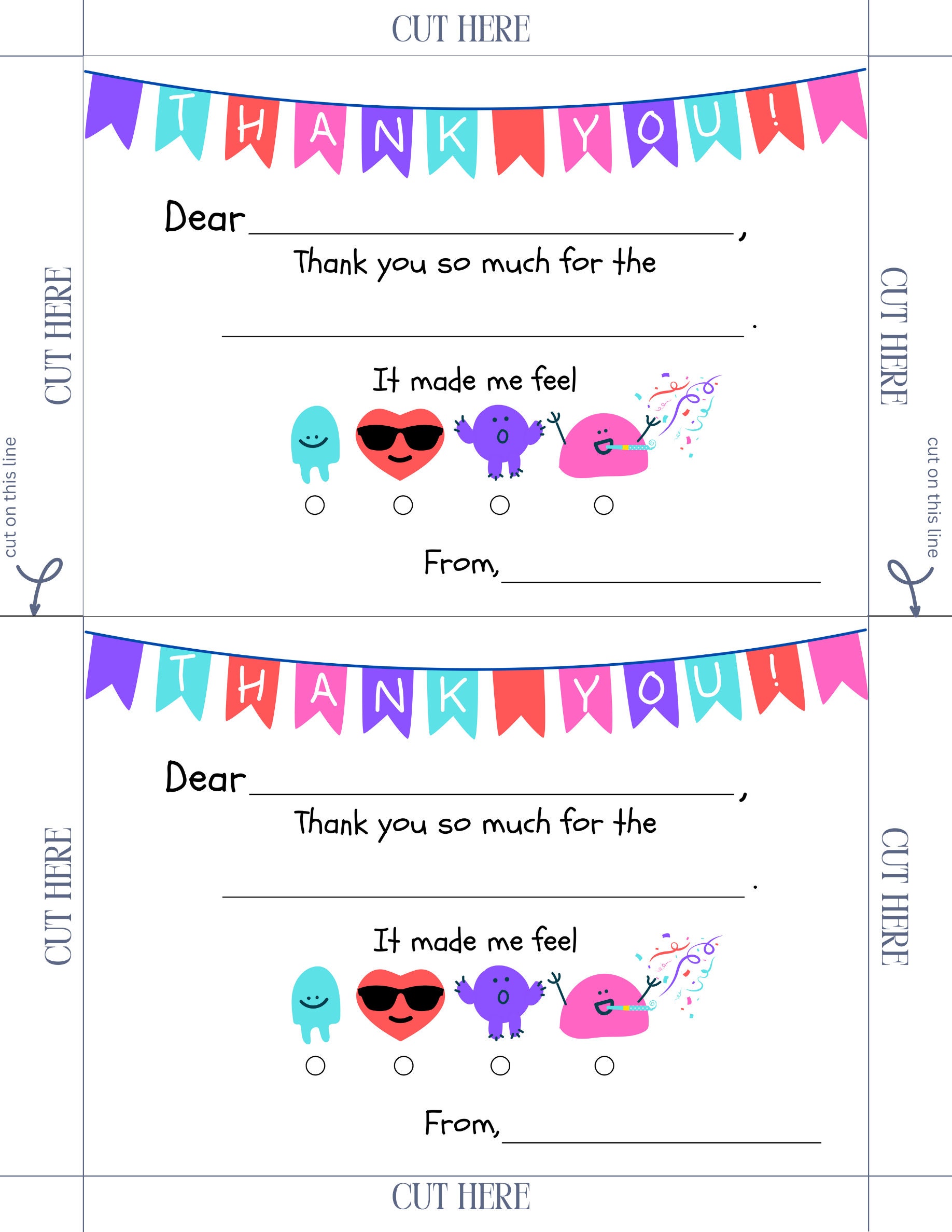 Fill in the Blank Thank You Card for Kids, Printable Thank You Card for ...