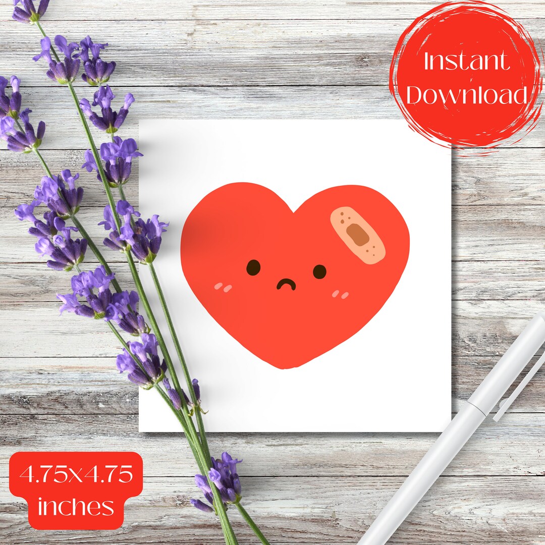 Printable Broken Heart Greeting Card, Thinking of You, Heartbreak ...