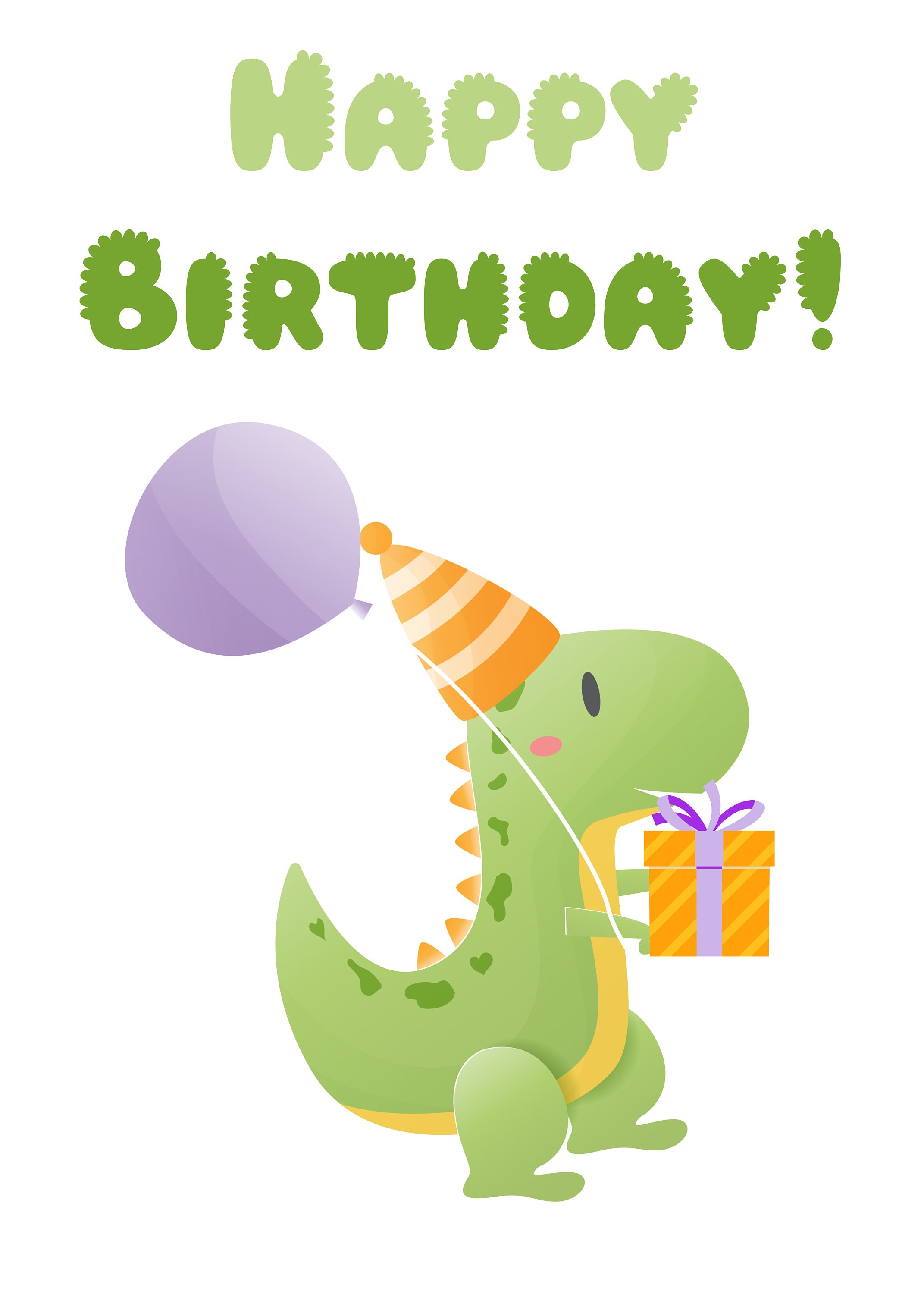 Printable Dinosaur Birthday Card, Kids Birthday Card Downloadable ...