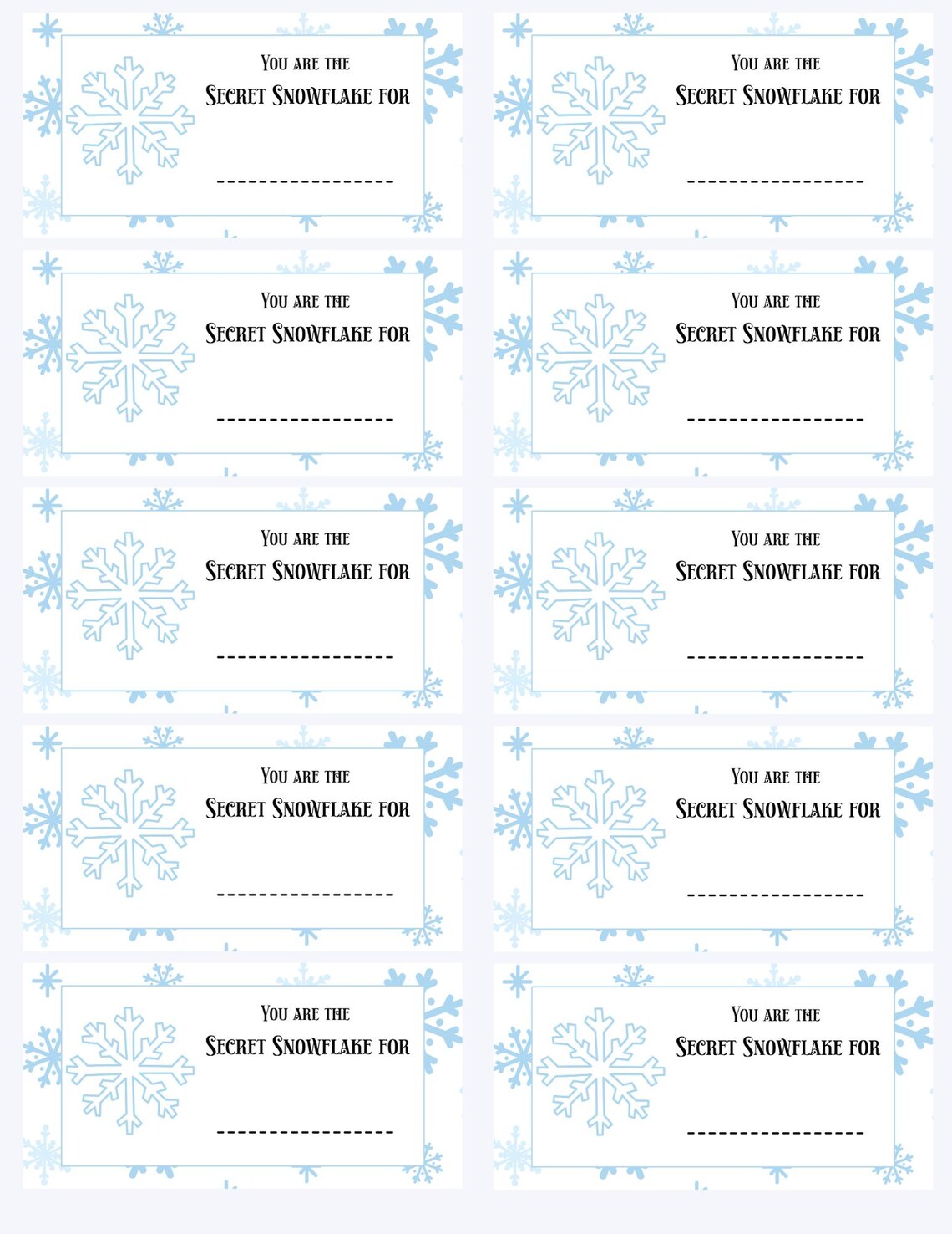 Secret Snowflake Questionnaire, Holiday Gift Exchange Printable Survey ...